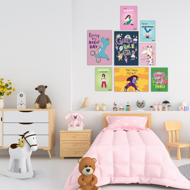 Motivational Colourful Wall Posters for Girls room with good wal