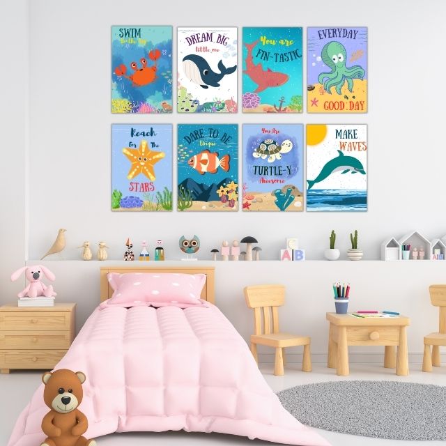 Positive Mind Poster Set, motivational poster set for kids room