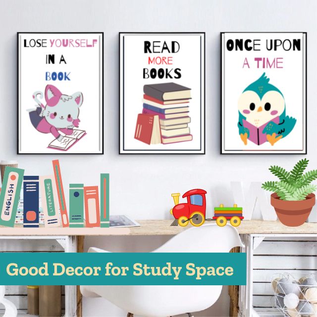 Kids Book Reading Quotes Posters, Study Room Decor