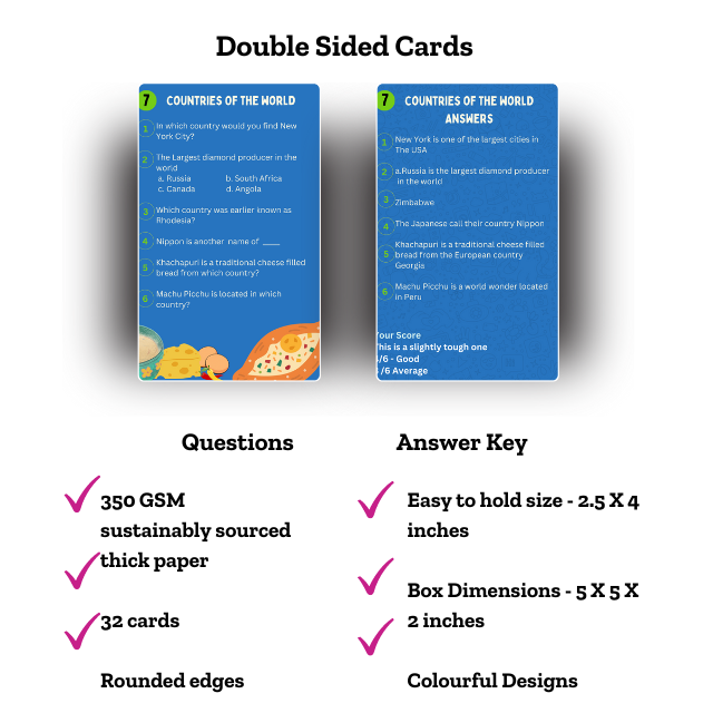 Fun Quiz cards to increase kids General knowledge