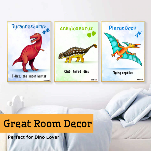 Dinosaur Wall Poster for Kids, Great Gift for Kids