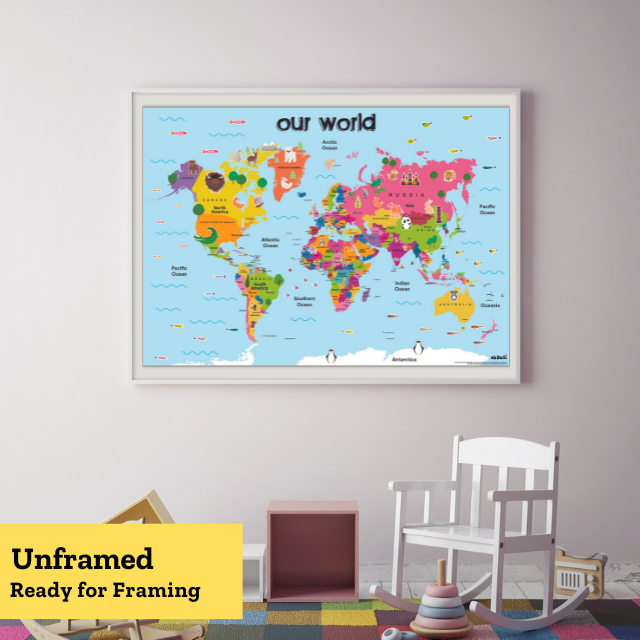 World Map with Countries and Capitals - Ekdali Posters