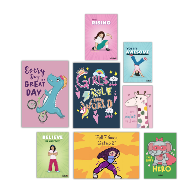 Motivational Colourful Wall Posters for Girls room with good wal