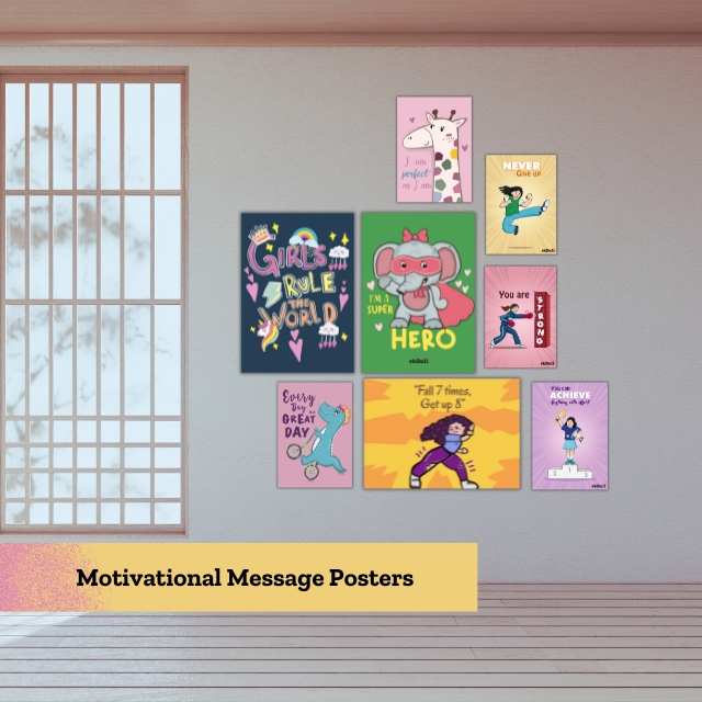 Motivational Colorful Wall Posters for Girls room, motivational