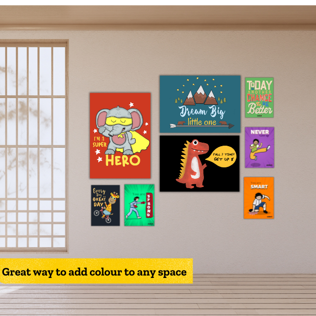Motivational Colourful Wall Posters for Boys room, inspirationa