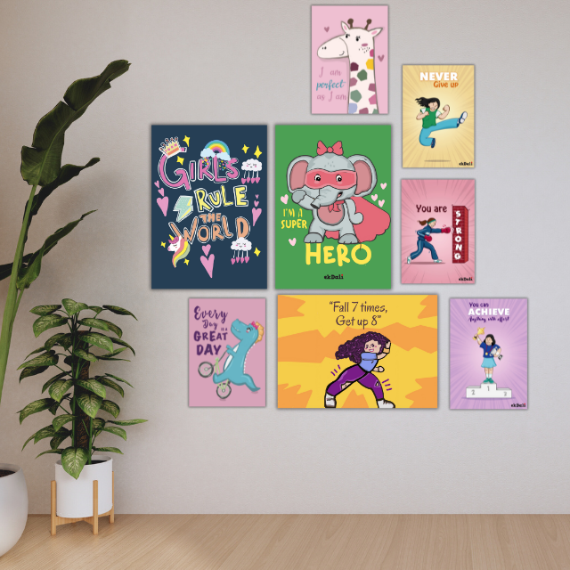 Motivational Colorful Wall Posters for Girls room, motivational