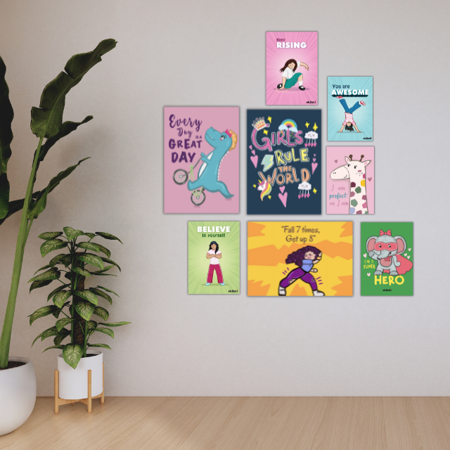 Motivational Colourful Wall Posters for Girls room with good wal