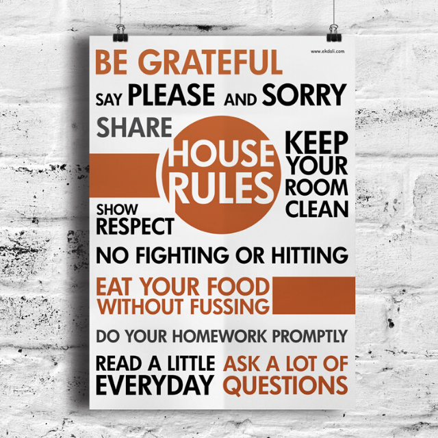 House Rules Poster, Motivational Posters for Child