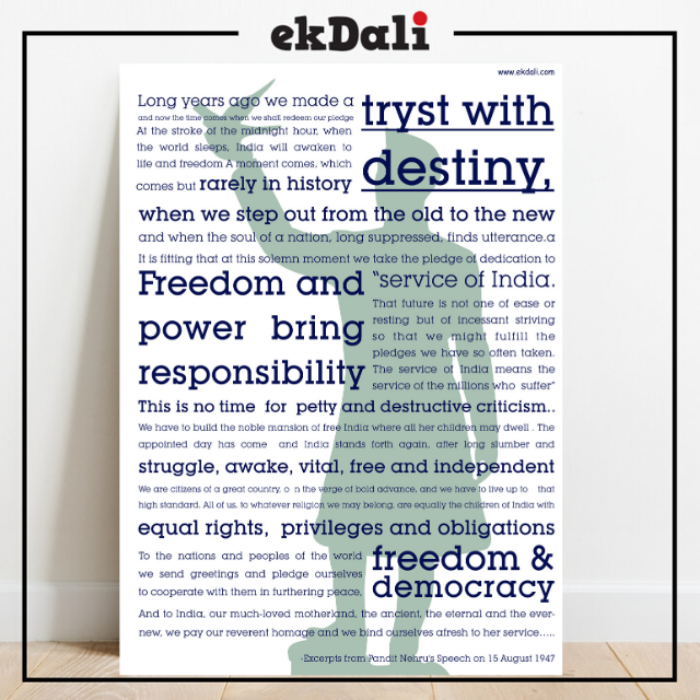 Tryst with Destiny by Nehruji Poster for Kids