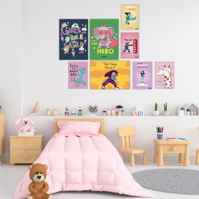 Motivational Colorful Wall Posters for Girls room, motivational
