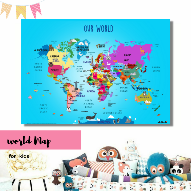 World Map with countries Geography Activity kit for kids