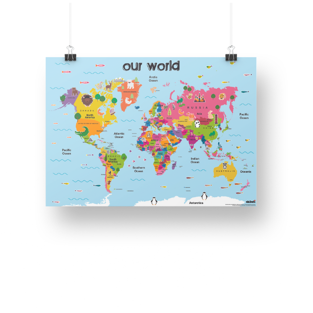 World Map with Countries and Capitals - Ekdali Posters