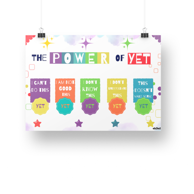 Growth Mindset poster with positive saying for kids room
